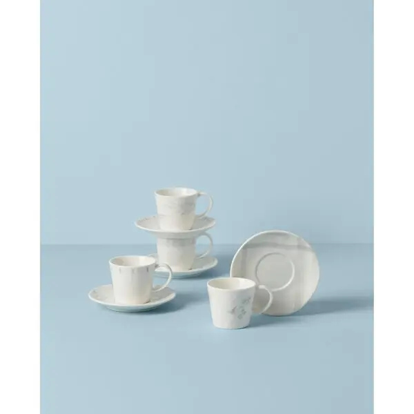 LENOX Oyster Bay 8 Piece Espresso Cup & Saucer Set