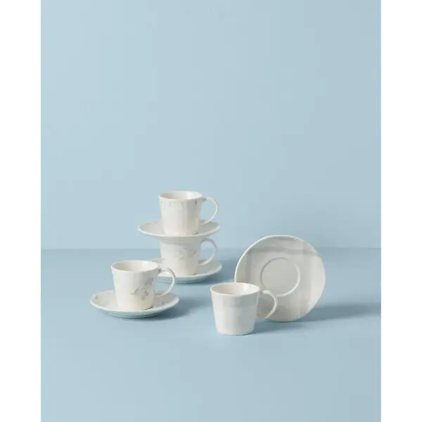 LENOX Oyster Bay 8 Piece Espresso Cup & Saucer Set