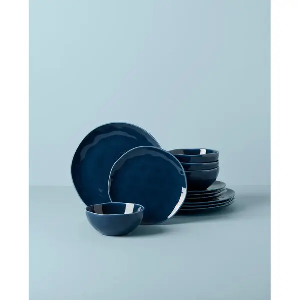 LENOX Bay Colors 12-piece Dinnerware Set - Blue