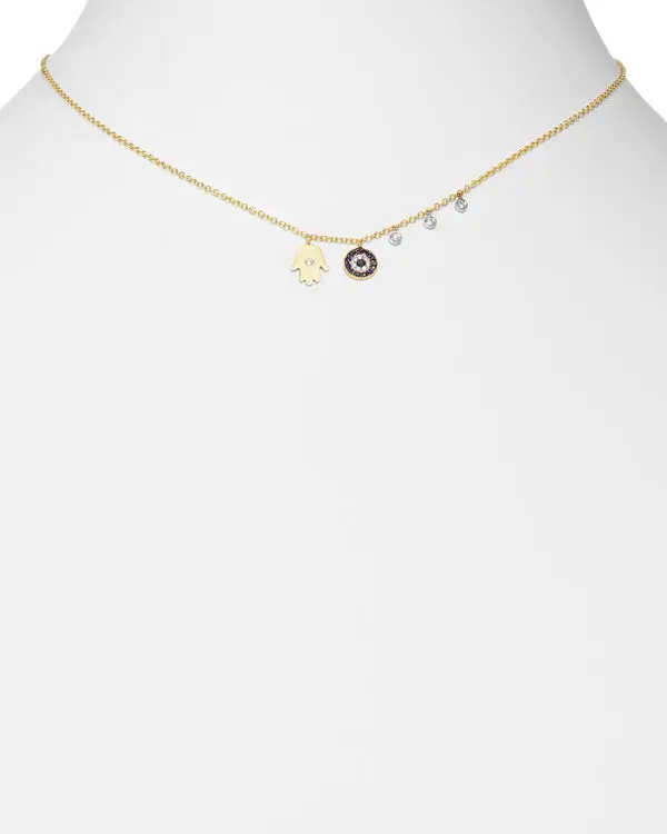 Meira T Diamond Hamsa Evil Eye Necklace