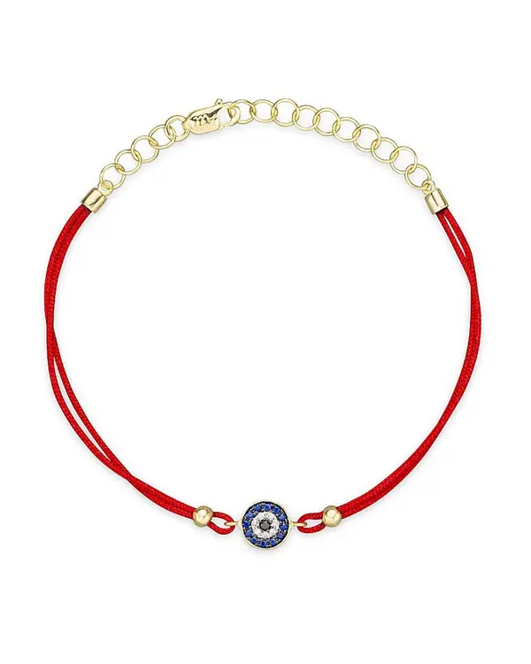 Meira T Diamond, Blue Sapphire And 14k Yellow Gold Evil Eye Bracelet - Red