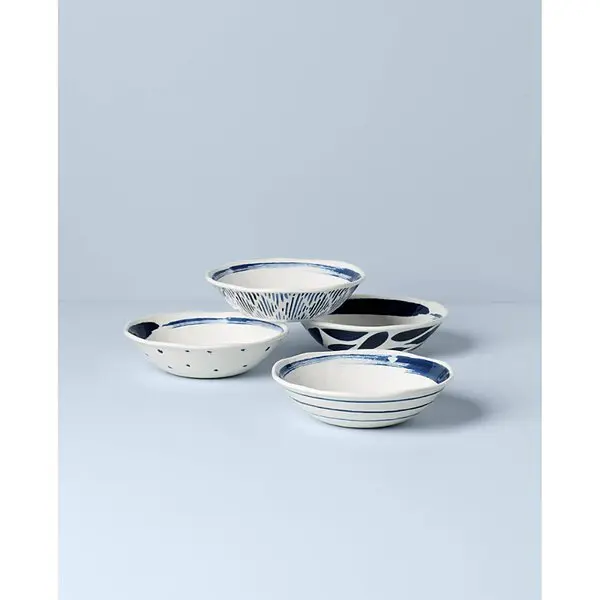 LENOX Blue Bay Melamine Assorted All Purpose Bowls, Set Of 4 - White/blue