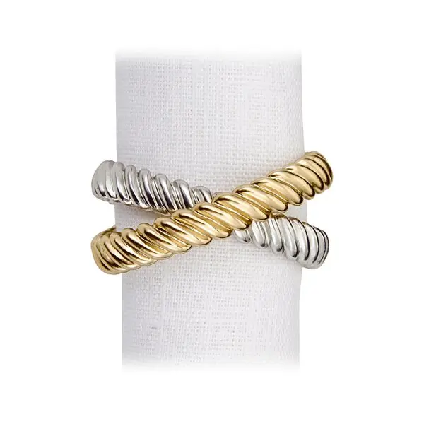L'Objet Deco Twist Napkin Jewels, Set Of 4 - Gold/platinum