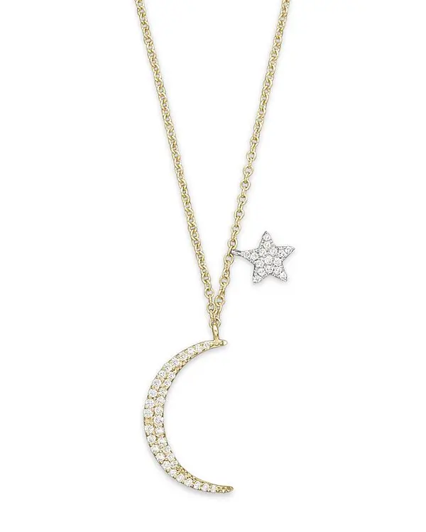 Meira T 14k Yellow Gold Diamond Moon And Star Necklace - White/gold