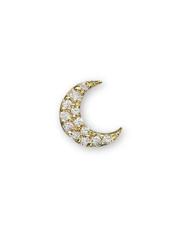 Meira T 14k Yellow Gold Moon Stud Earring - White/gold