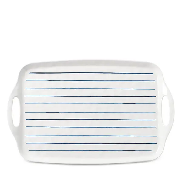 LENOX Lennox Blue Bay Melamine Handled Platter - White/blue