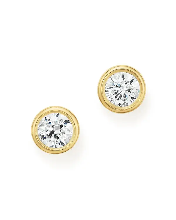 Bloomingdale'S Diamond And 14k Yellow Gold Stud Earrings - White/gold