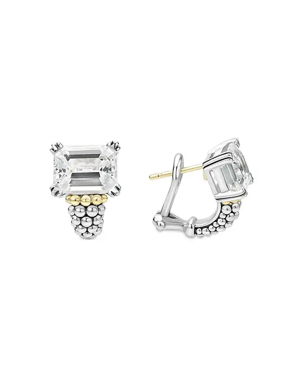 Lagos 18k Yellow Gold, Sterling & White Topaz Earrings - Silver
