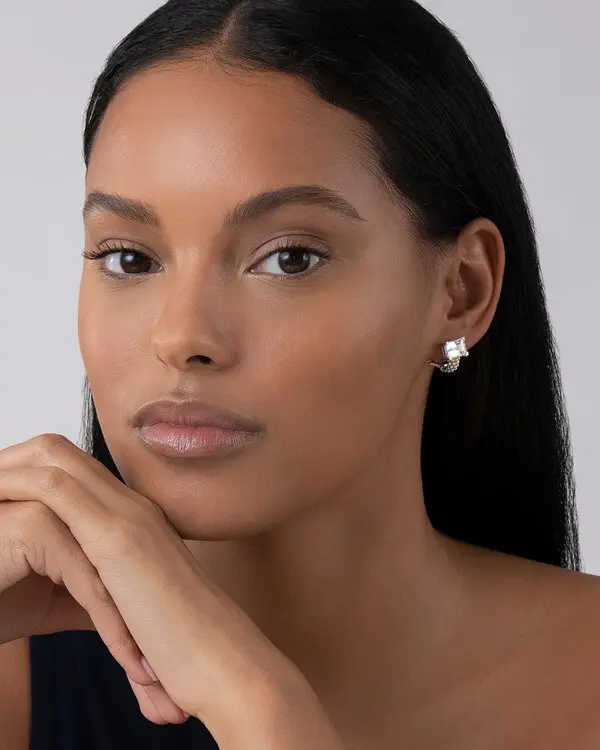 Lagos 18k Yellow Gold, Sterling & White Topaz Earrings