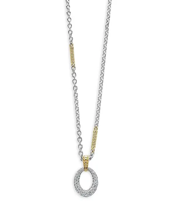 Lagos Caviar Lux Diamond Pendant Necklace - Silver/yellow