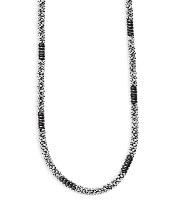 Lagos Black Caviar Silver And Ceramic Beaded Necklace - Black/silver