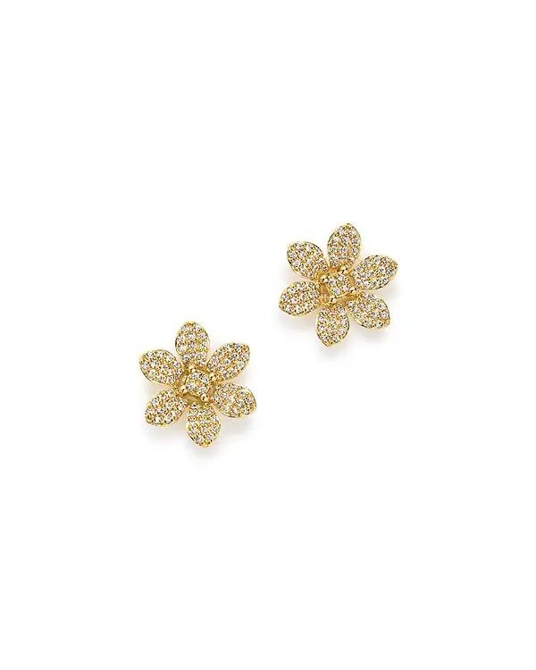 Bloomingdale'S Diamond Flower Stud Earrings In 14k Yellow Gold - White/gold