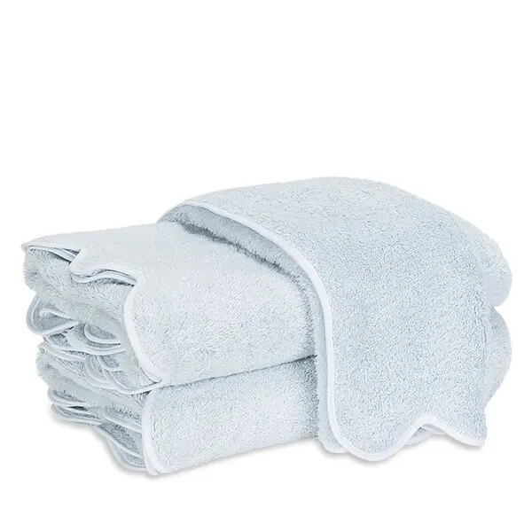 MATOUK Cairo Scallop Guest Towel - Light Blue/white
