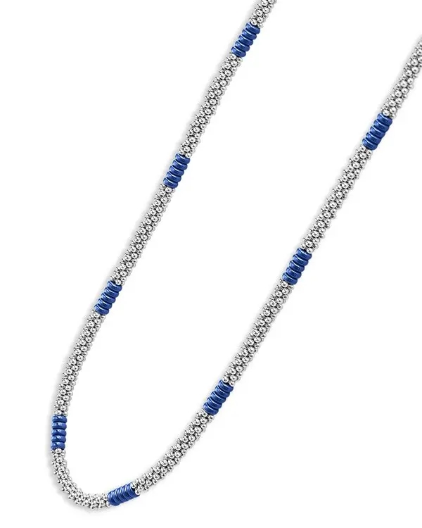Lagos Blue Caviar Ceramic Beaded Necklace - Blue/silver