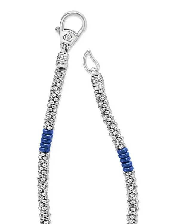Lagos Blue Caviar Ceramic Beaded Necklace - Blue/silver