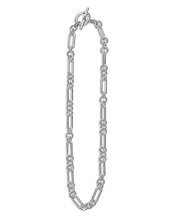 Lagos Signature Caviar Mixed Link Statement Necklace - Silver