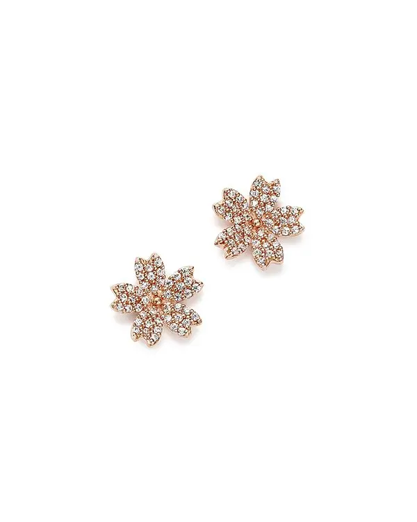 Bloomingdale'S Diamond Flower Stud Earrings In 14k Rose Gold - White/rose