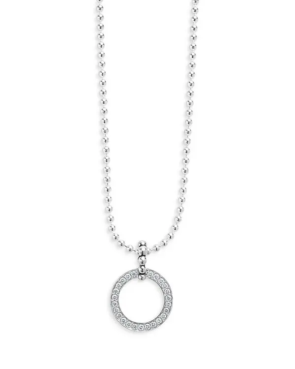 Lagos Sterling Caviar Spark Diamond Circle Pendant Necklace - Silver