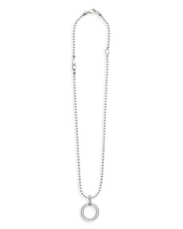 Lagos Sterling Caviar Spark Diamond Circle Pendant Necklace
