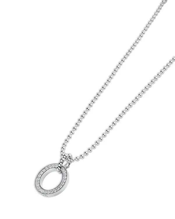 Lagos Sterling Caviar Spark Diamond Circle Pendant Necklace
