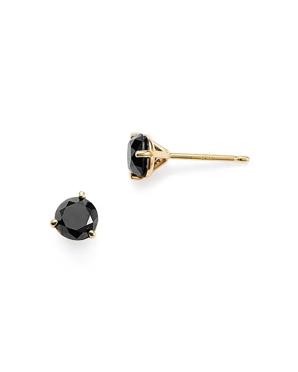 Bloomingdale'S 14k Black Diamond Stud Earrings 1.0 Tcw - Yellow Gold