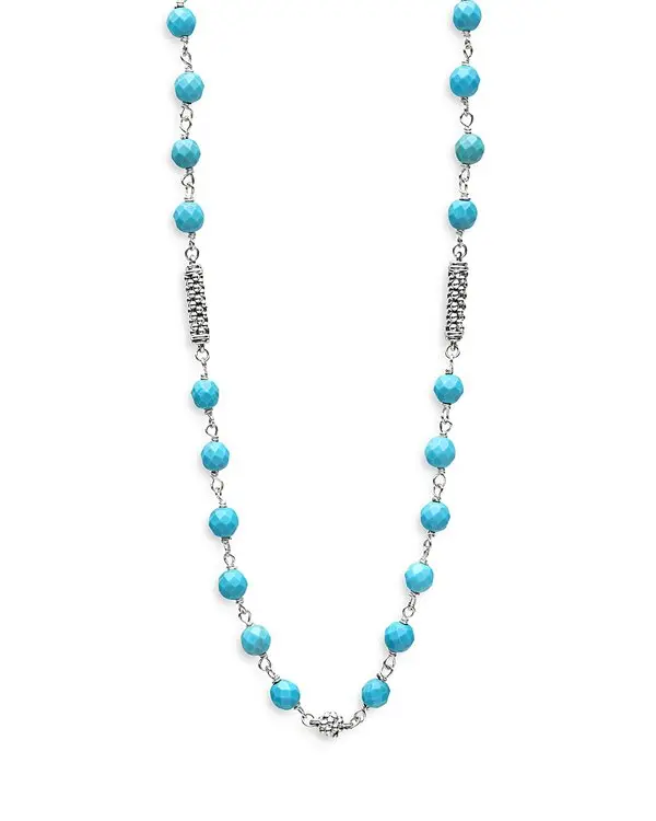 Lagos Sterling Silver Caviar Turquoise Bead Station Necklace - Blue/silver