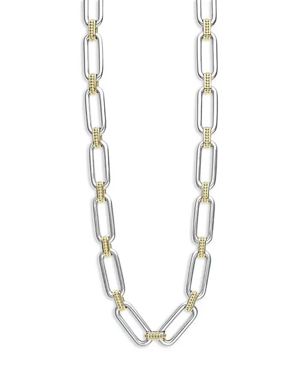 Lagos 18k Yellow Gold And Sterling Silver Caviar Link Necklace
