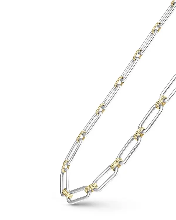 Lagos 18k Yellow Gold And Sterling Silver Caviar Link Necklace
