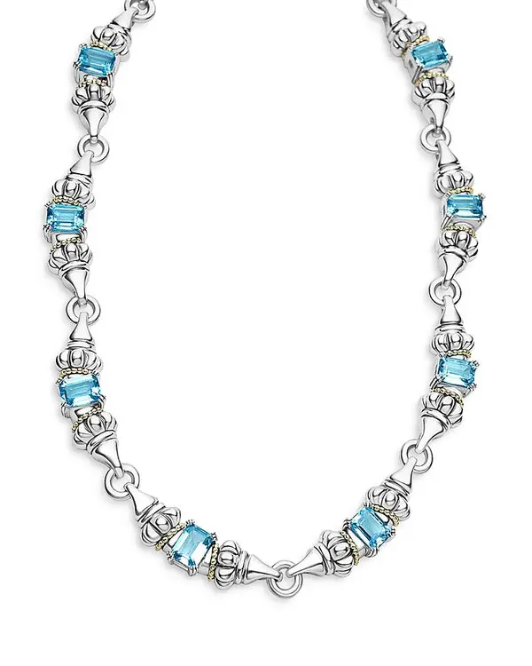 Lagos 18k Yellow Gold & Sterling Silver Topaz Collar Necklace - Silver/blue