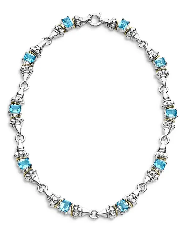 Lagos 18k Yellow Gold & Sterling Silver Topaz Collar Necklace - Silver/blue