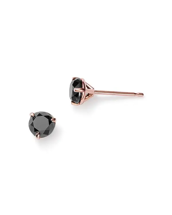 Bloomingdale'S Black Diamond Stud Earrings 1.0 Tcw - Rose Gold