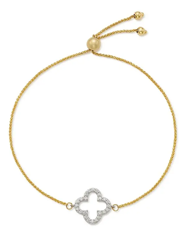 Bloomingdale'S Diamond Clover Bolo Bracelet - White/gold