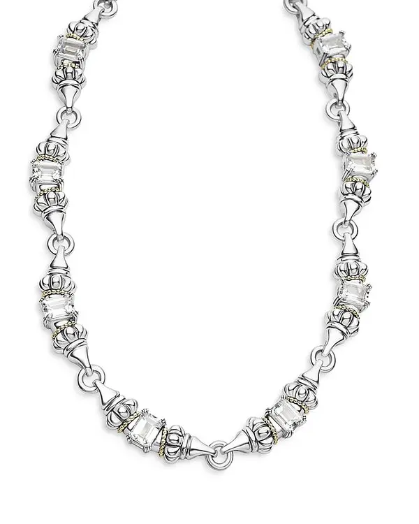 Lagos 18k Yellow Gold & Sterling White Topaz Collar Necklace - Silver