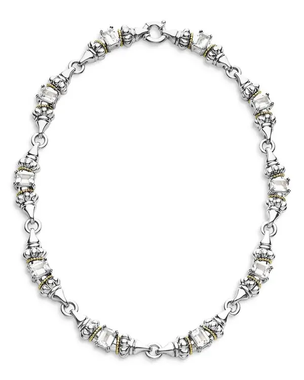 Lagos 18k Yellow Gold & Sterling White Topaz Collar Necklace - Silver
