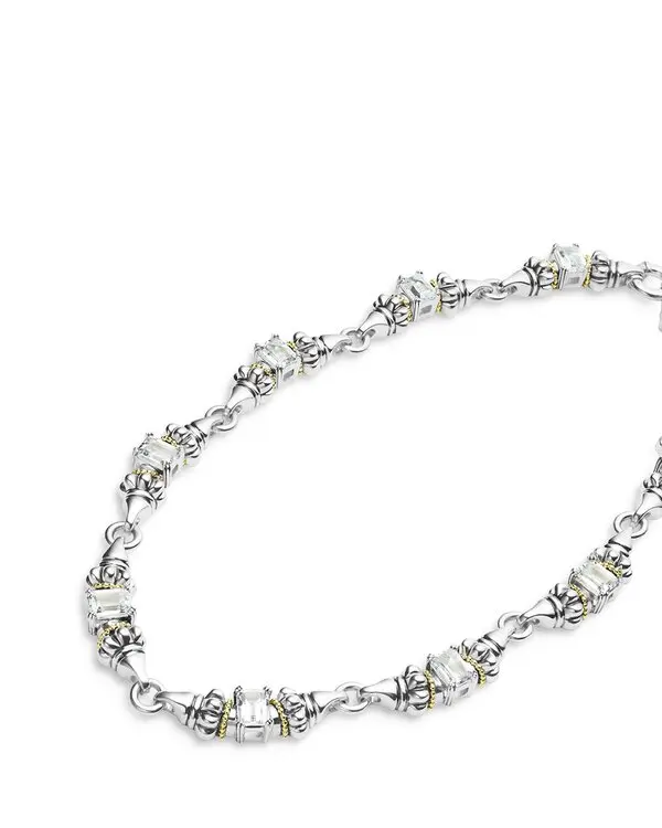 Lagos 18k Yellow Gold & Sterling White Topaz Collar Necklace - Silver