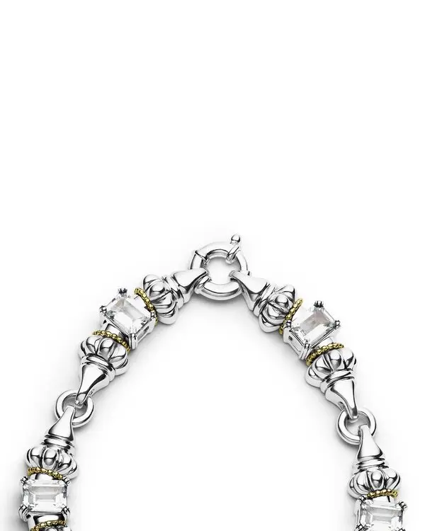 Lagos 18k Yellow Gold & Sterling White Topaz Collar Necklace - Silver