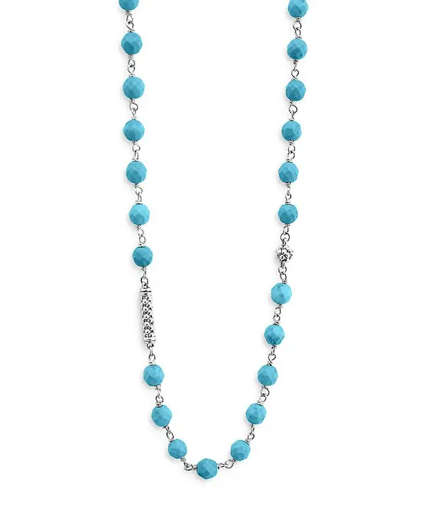 Lagos Sterling Silver Caviar Turquoise Necklace - Blue/silver