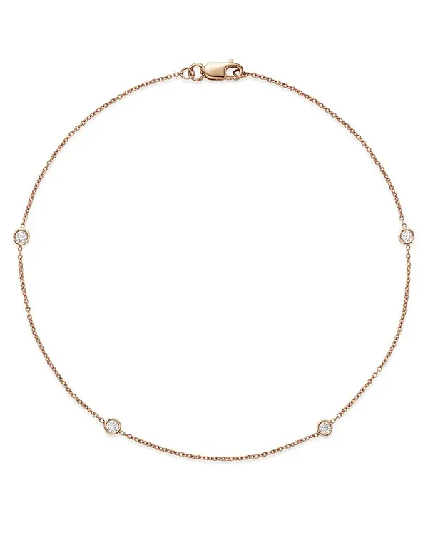 Bloomingdale'S Diamond Bezel Anklet In 14k Rose Gold - White/rose