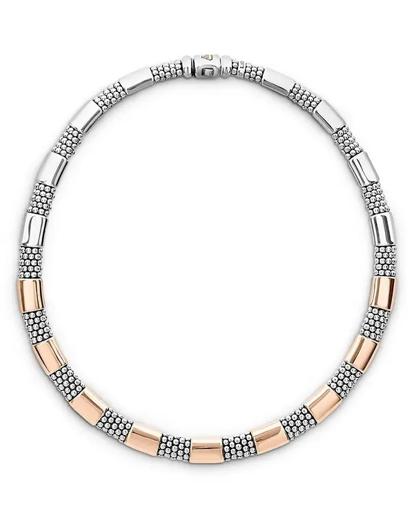 Lagos 18k Rose Gold & Sterling Silver High Bar Necklace - Silver/rose Gold