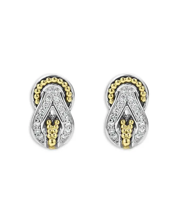 Lagos 18k Yellow Gold & Sterling Silver Diamond Knot Stud Earrings