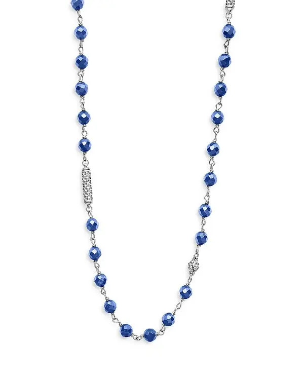 Lagos Sterling Silver Caviar Beaded Necklace - Blue/silver