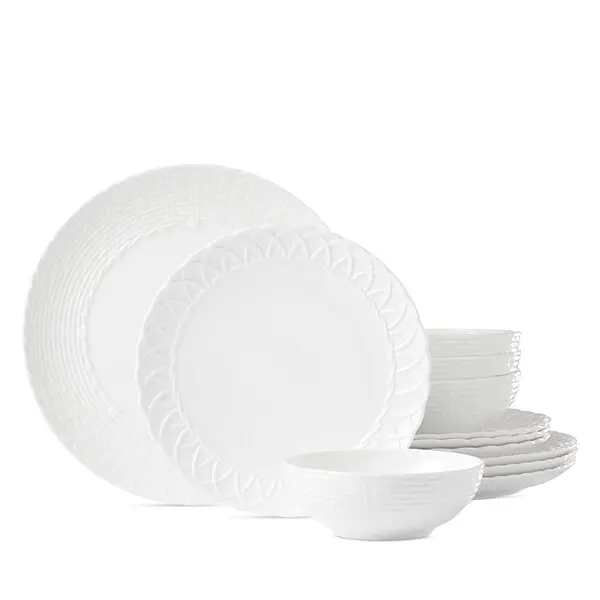 LENOX Wicker Creek 12 Piece Dinnerware Set - White