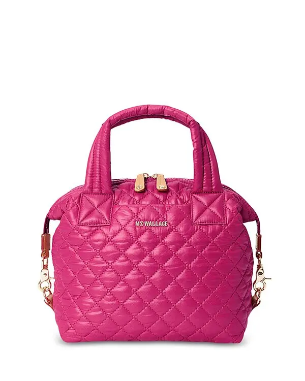 Mz Wallace Small Sutton Deluxe Top Handle Bag - Raspberry/silver