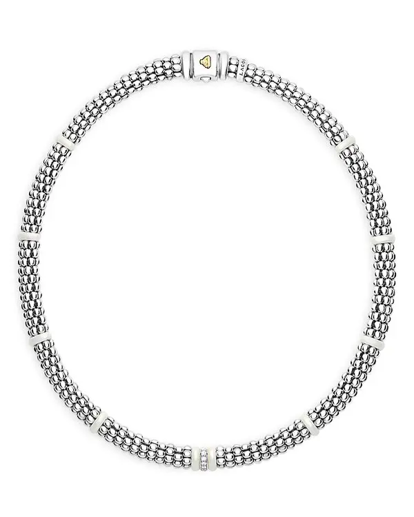 Lagos Ceramic And Sterling Silver Diamond Station Necklace - White/silver