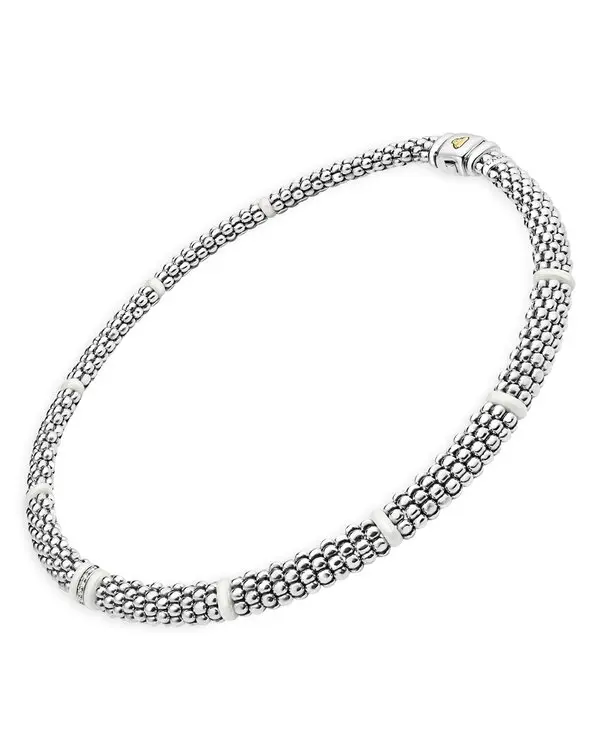 Lagos Ceramic And Sterling Silver Diamond Station Necklace - White/silver