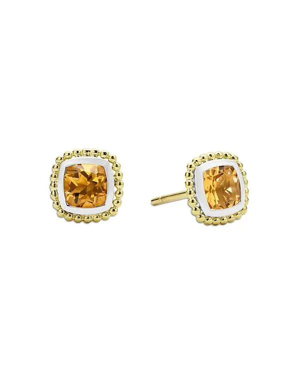 Lagos 18k Yellow Gold & Sterling Silver Rittenhouse Citrine Stud Earrings - Yellow/gold