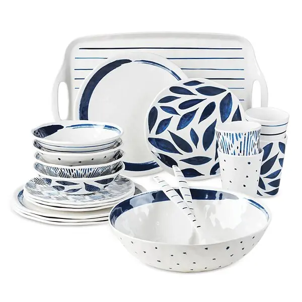 LENOX Blue Bay Melamine 20 Piece Dinnerware Set - White/blue