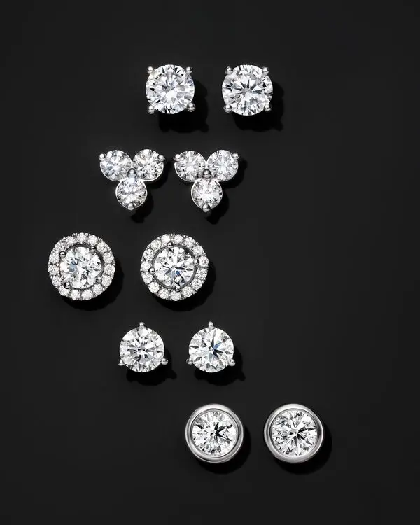 Bloomingdale'S Diamond Bezel Set Stud Earrings - White
