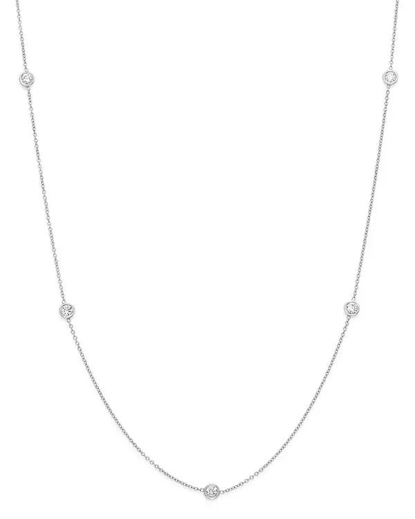 Bloomingdale'S Diamond Station Necklace - White Gold/white Diamonds