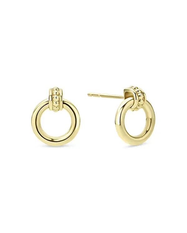 Lagos Meridian 18k Yellow Caviar Circle Drop Earrings - Gold